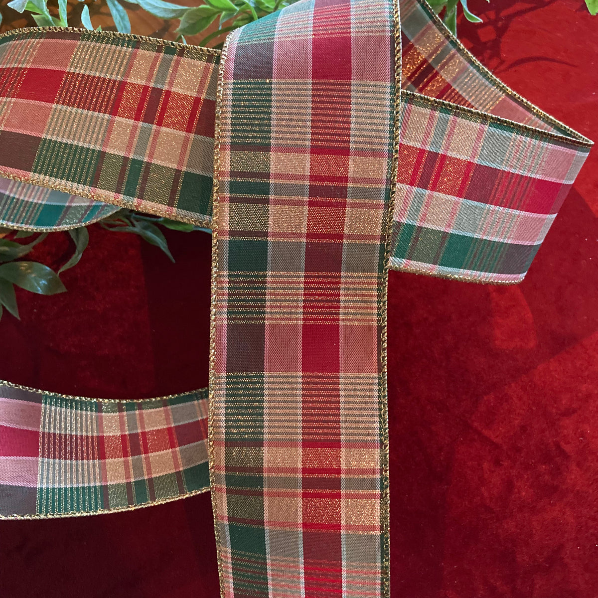 Tartan Gold Thread Ribbon – The Christmas Wreath Company