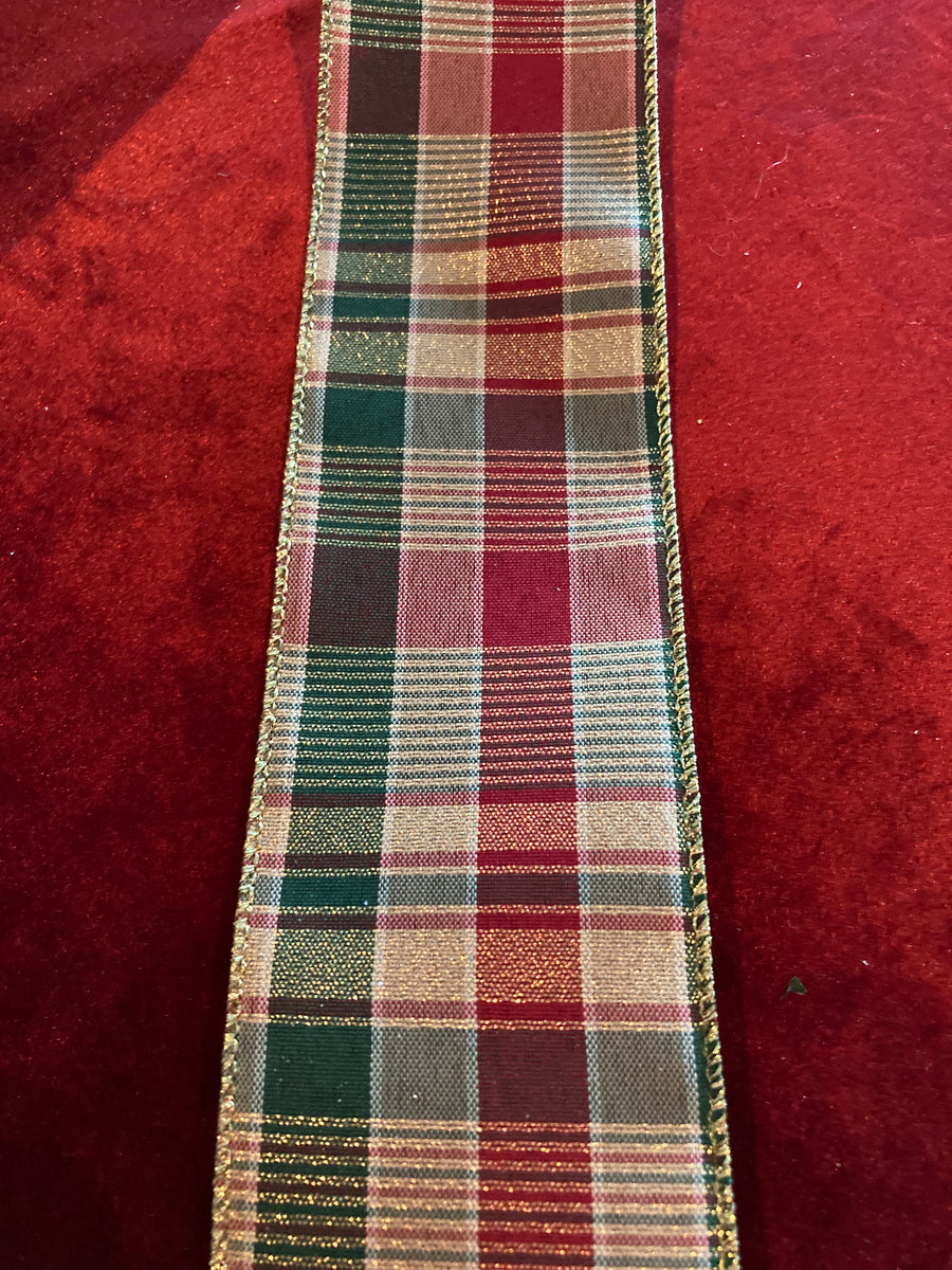 Tartan Gold Thread Ribbon – The Christmas Wreath Company